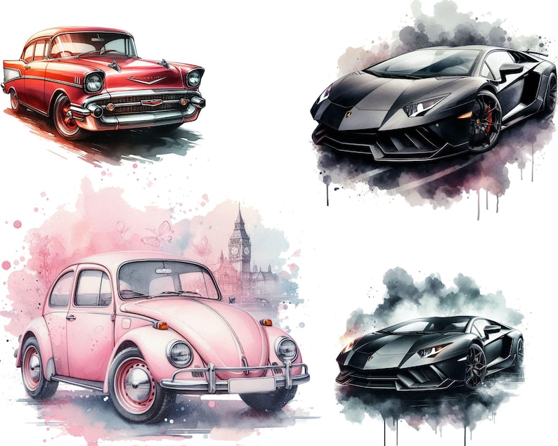 Muscle Car Clipart, Classic Car PNG, Vintage Car Clipart, Retro Car ...
