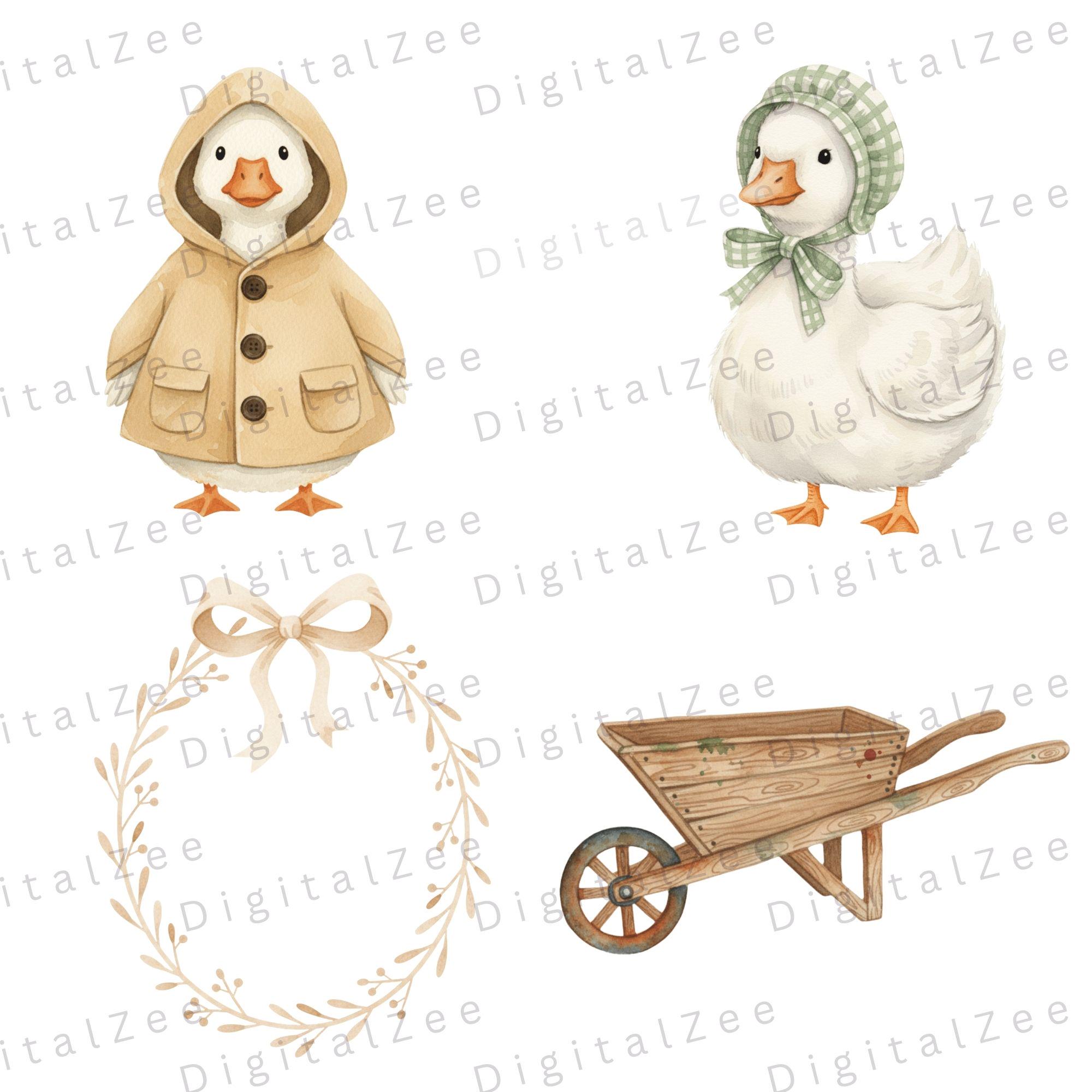 Rustic Goose Clipart, Watercolor Silly Goose PNG, Cute Animal Clipart ...