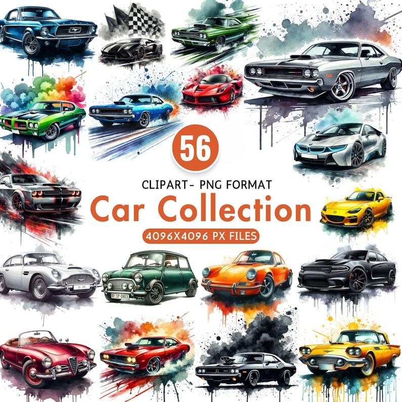 Muscle Car Clipart, Classic Car PNG, Vintage Car Clipart, Retro Car ...