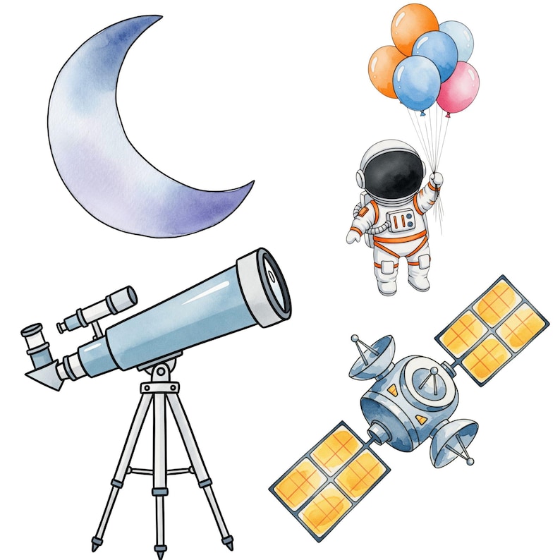 Outer Space Clipart, Space Clipart, Rocket Ship Clipart, Galaxy Planets ...