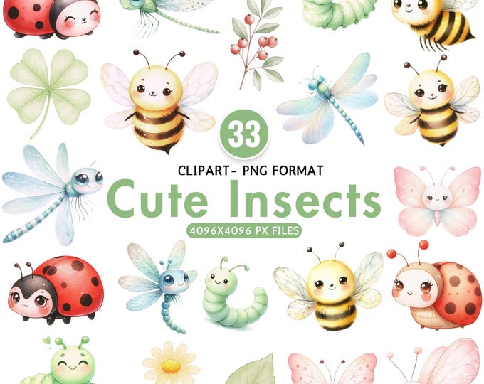 Bugs and Insects Clipart Set / Ant PNG / Cute Butterfly / Bee ...