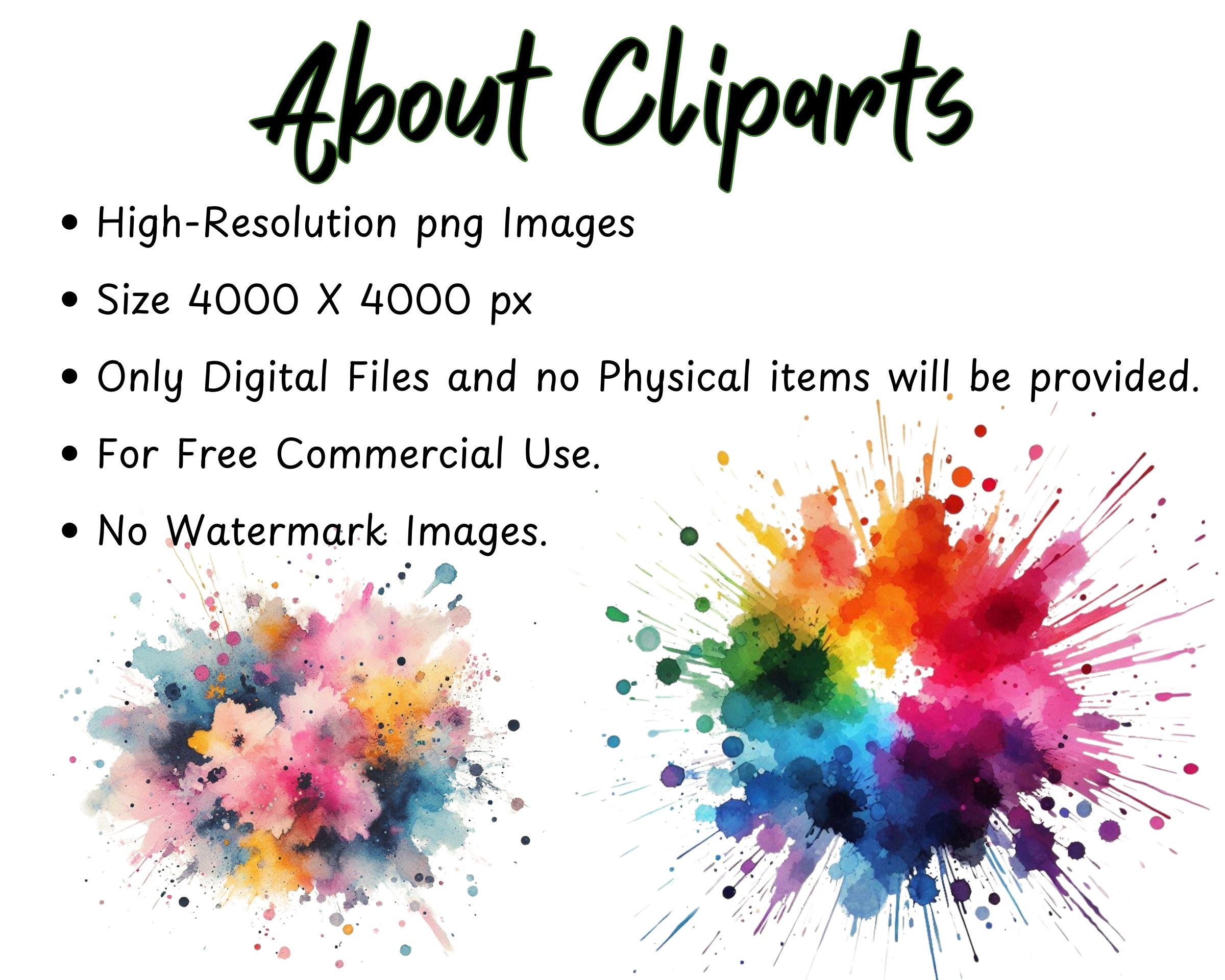 Watercolor Color Splash Clipart Bundle Paint Splatter Abstract Clipart ...
