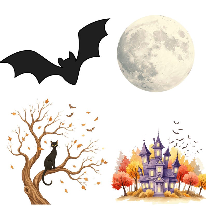 Cute Halloween Clipart, Kids Ghost PNG, Watercolor Pumpkin Art, Little ...