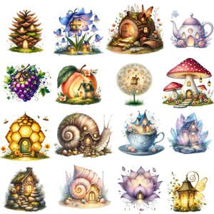 Fairy House Clipart, Toadstool Mushroom House Illustration, Watercolor ...
