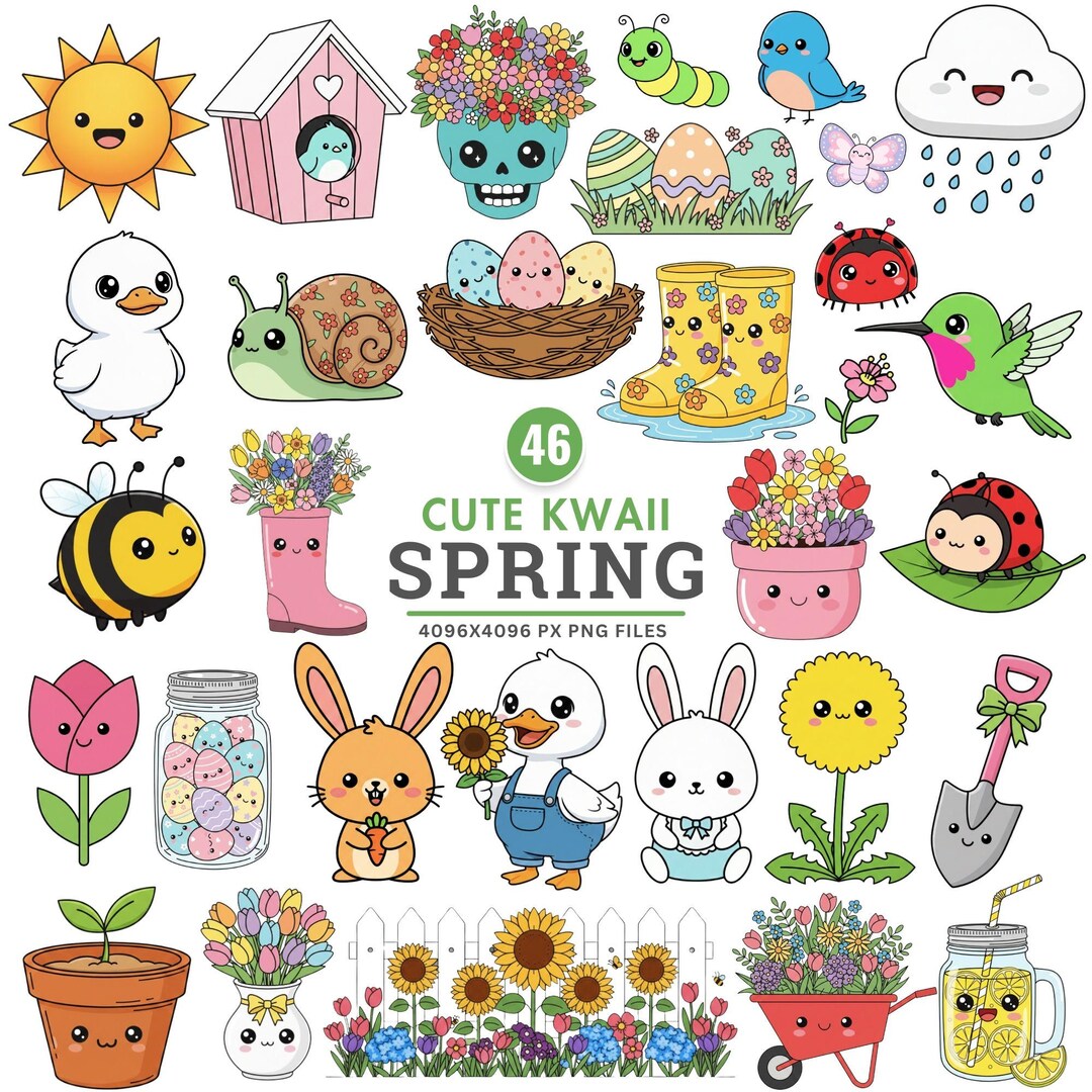 Watercolor Spring Animals Clipart, Easter Bunny PNG, Garden Animal ...