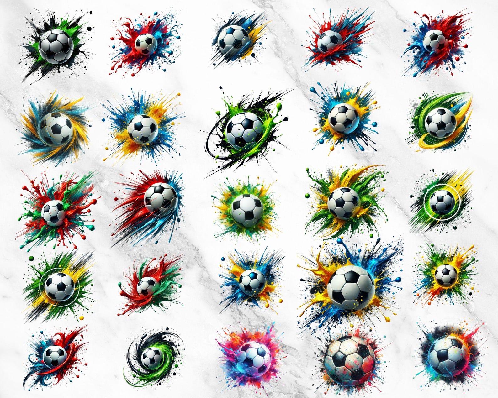 Watercolor Soccer Ball Clipart Bundle Football Clipart Soccer ...