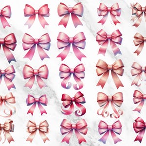 Watercolor Pink Bow Clipart Bundle: Ribbon Frames (digital Download) - Etsy