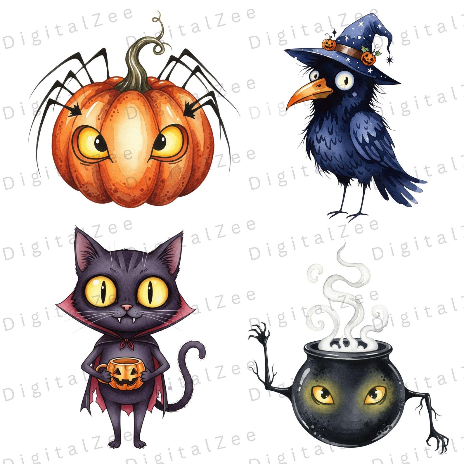Quirky Halloween Clipart, Funny Halloween PNG, Cute Creepy PNG ...