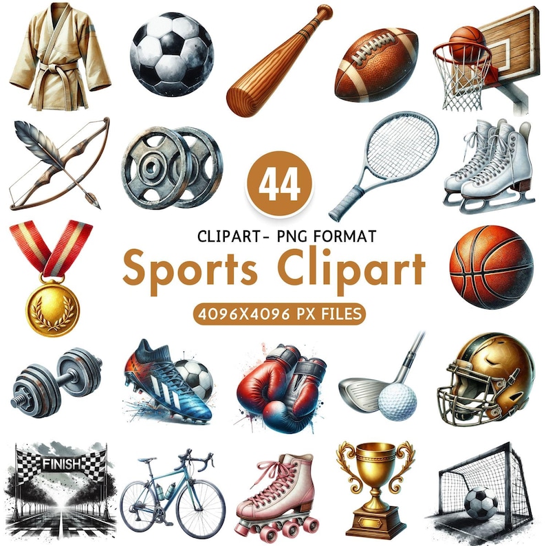 Watercolor Sports Clipart Bundle Soccer Football Cricket Basketball ...