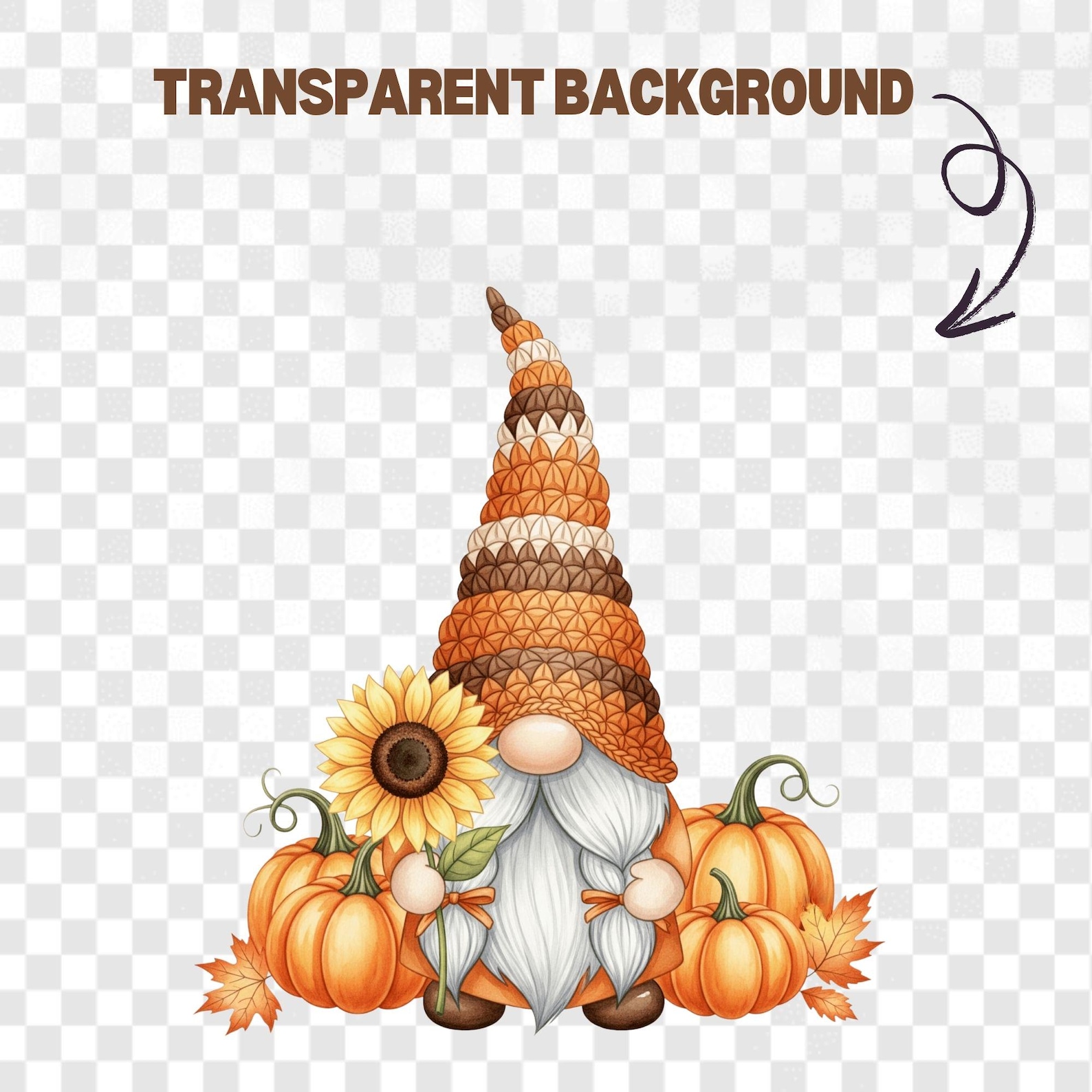 Fall Gnome Clipart, Autumn Gnome PNG, Watercolor Gnome Set, Pumpkin ...