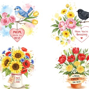 Mother's Day Clipart Bundle Watercolor Floral Best Mom Ever Wreath ...