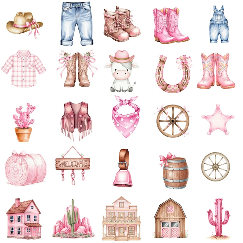 Pink Cowgirl Clipart, Cute Cowgirl PNG, Baby Girl Western Art, Cowgirl ...