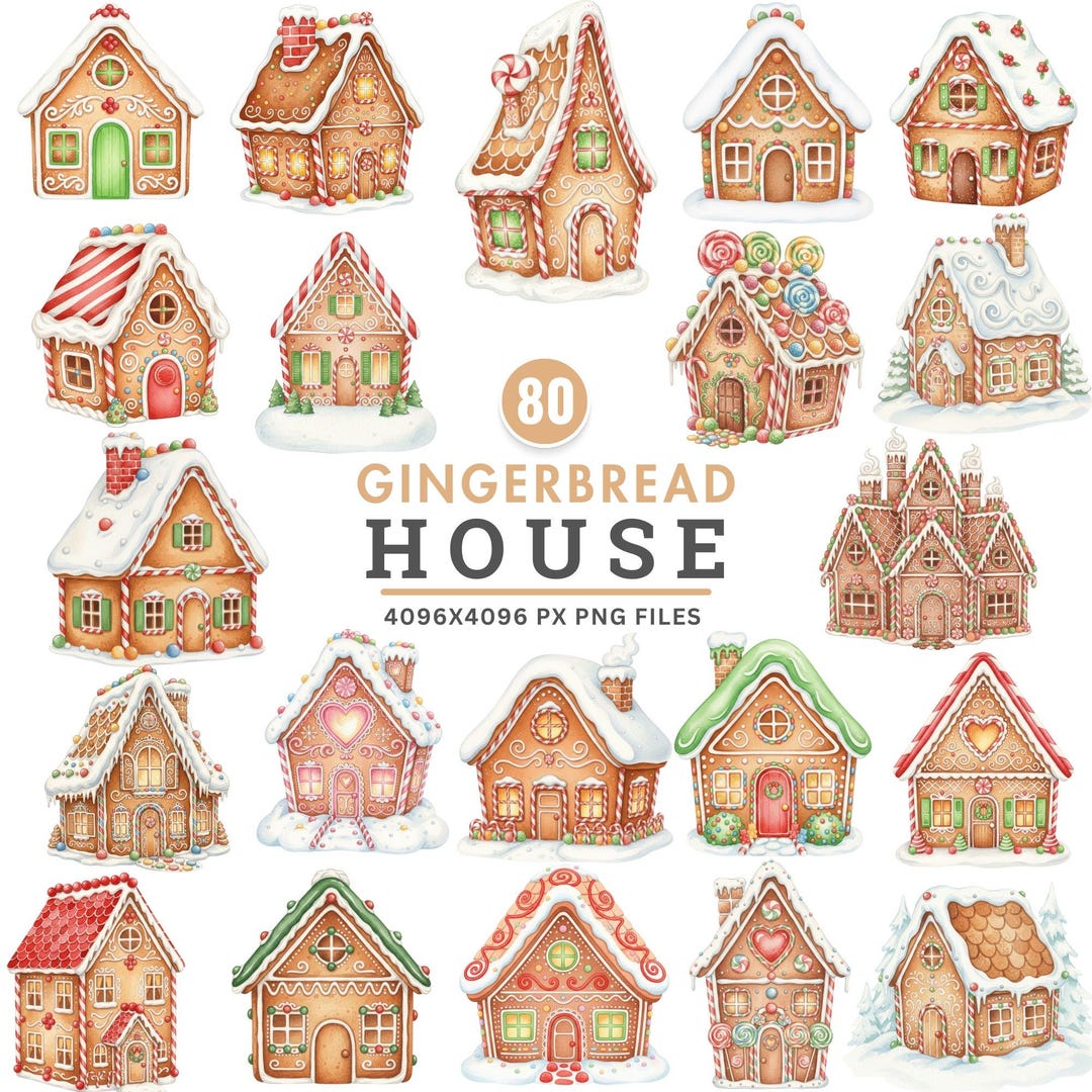 Gingerbread House Clipart, Christmas Cookie PNG, Cute Gingerbread Man ...
