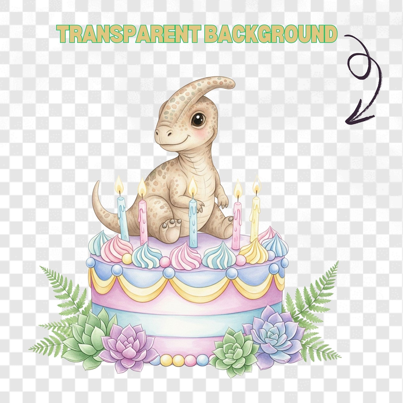 Dinosaur Birthday Clipart, Cute Dino Party Illustrations, Watercolor ...