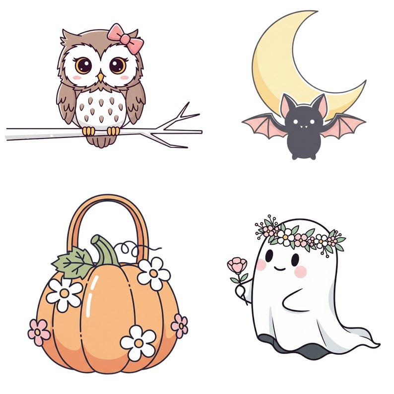 Groovy Halloween Clipart, Retro Halloween PNG, Cute Ghost Clipart ...