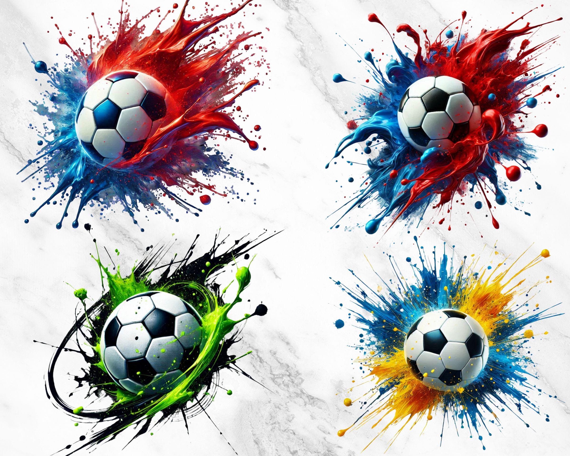Watercolor Soccer Ball Clipart Bundle Football Clipart Soccer ...