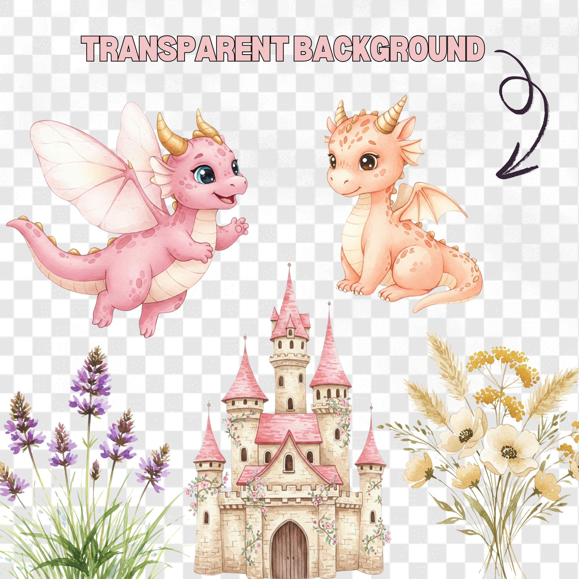 Baby Dragon Clipart, Cute Watercolor Fantasy Dragons Png, Flying ...