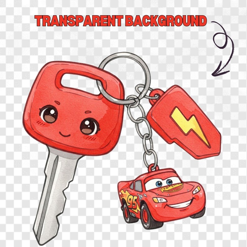 Cute Cars Clipart, Lightning Car Clipart, Watercolor Cartoon Car PNG ...