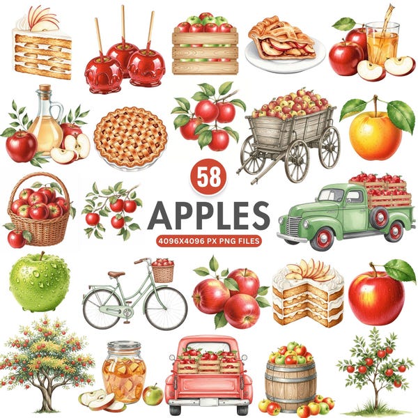Apple Pie Clipart - Etsy