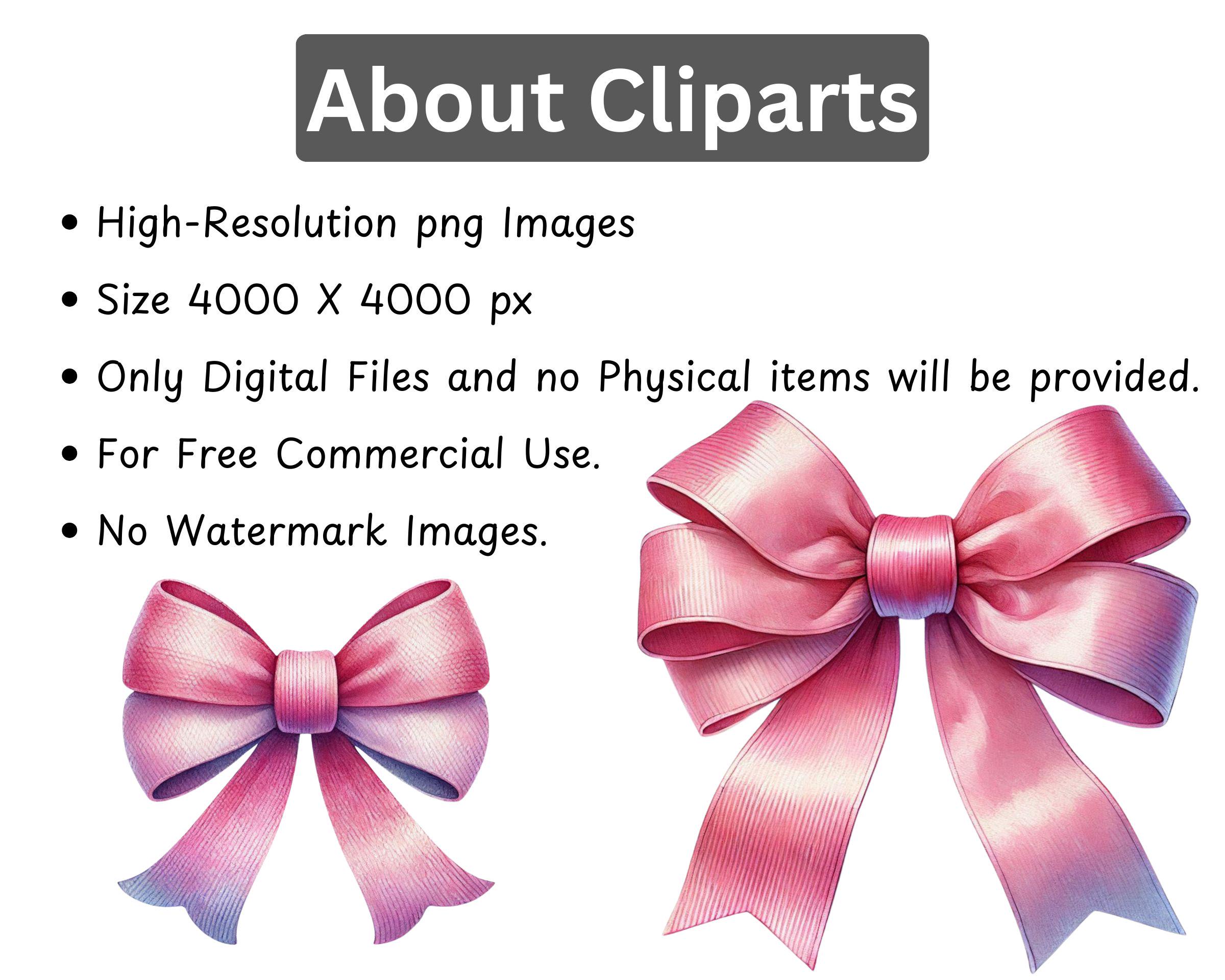Watercolor Pink Bow Clipart Bundle Coquette Ribbons Clipart Pink Ribbon ...