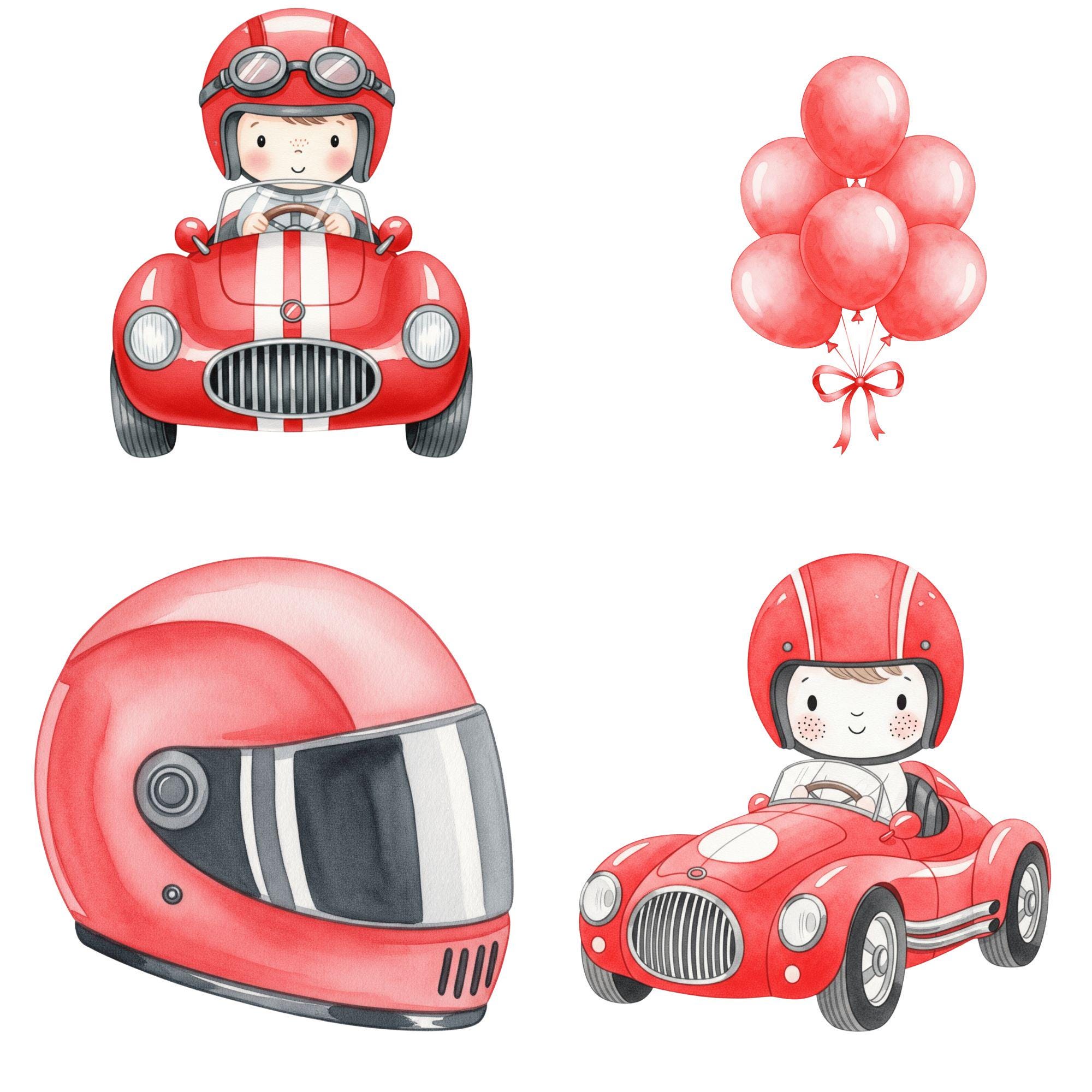 Little Racer Clipart, Red Race Car Clipart, Watercolor Red Race Car PNG ...