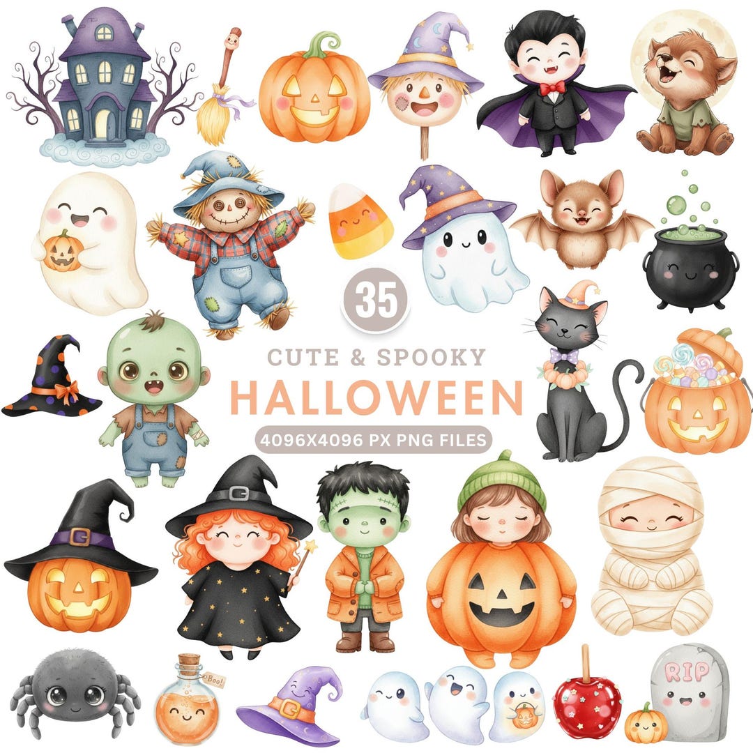 Cute Halloween Clipart, Kawaii Halloween PNG, Pastel Ghost Clipart ...