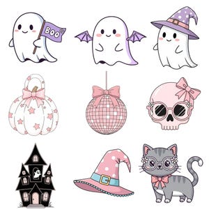 Groovy Halloween Clipart, Retro Halloween PNG, Cute Ghost Clipart ...