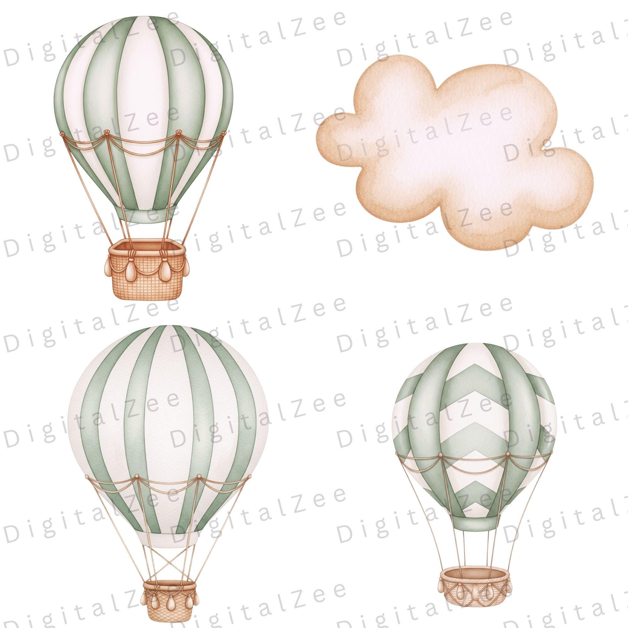 Green Hot Air Balloon Clipart, Air Transport Clipart, Balloons and ...