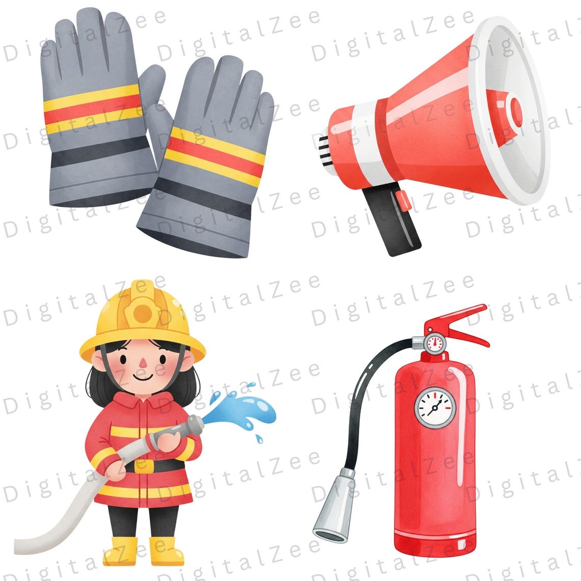 Firefighter Clipart, Cute Fire Truck PNG, Kids Firefighter Clipart ...