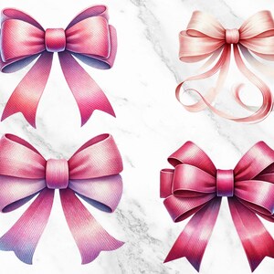 Watercolor Pink Bow Clipart Bundle Coquette Ribbons Clipart Pink Ribbon ...