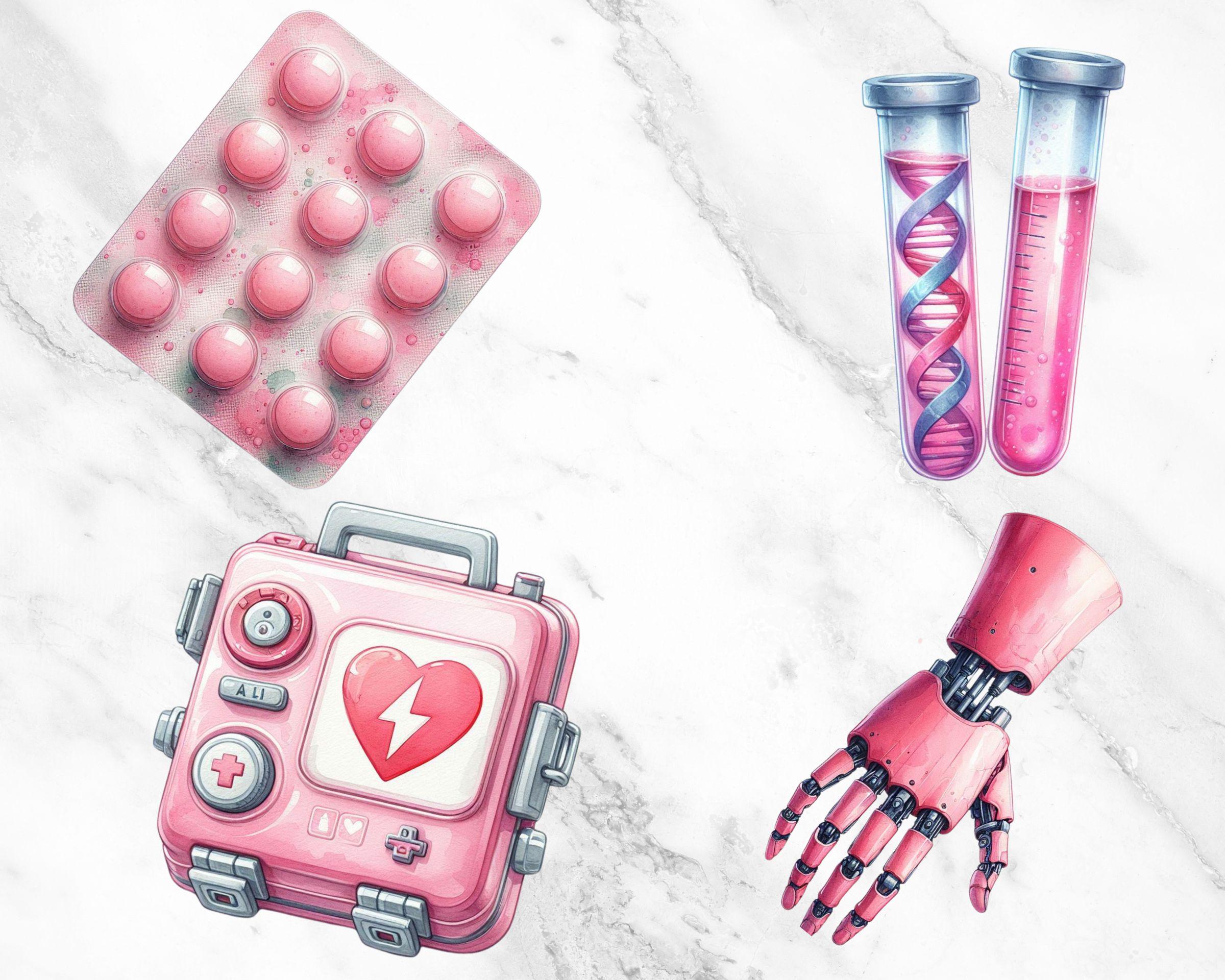 Watercolor Pink Medical Clipart, Nurse Doctor PNG, Healthcare Icons ...