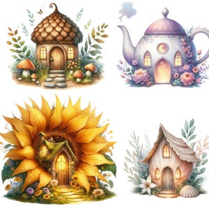 Fairy House Clipart, Toadstool Mushroom House Illustration, Watercolor ...