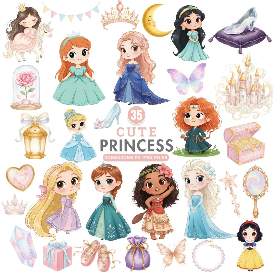 Watercolor Princess Clipart, Cute Princess, Little Princess PNG ...