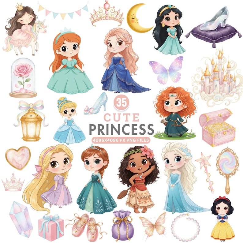 Watercolor Princess Clipart, Cute Princess, Little Princess PNG ...
