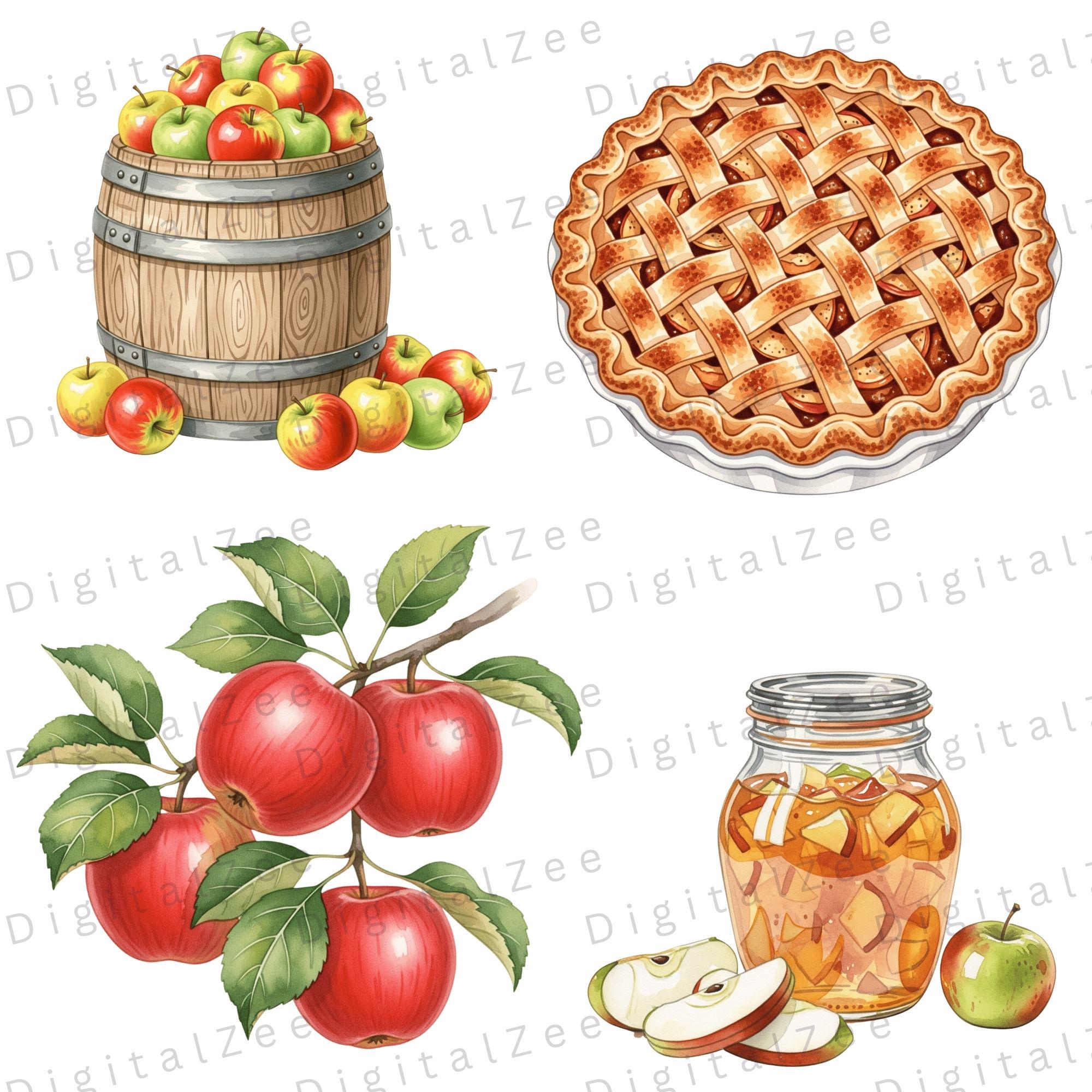 Watercolor Apple Clipart, Red and Green Apple PNG, Apple Tree Clipart ...