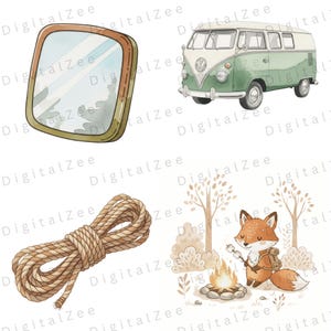 Watercolor Camping Clipart, Cute Camping Animals PNG, Woodland Bear Fox ...