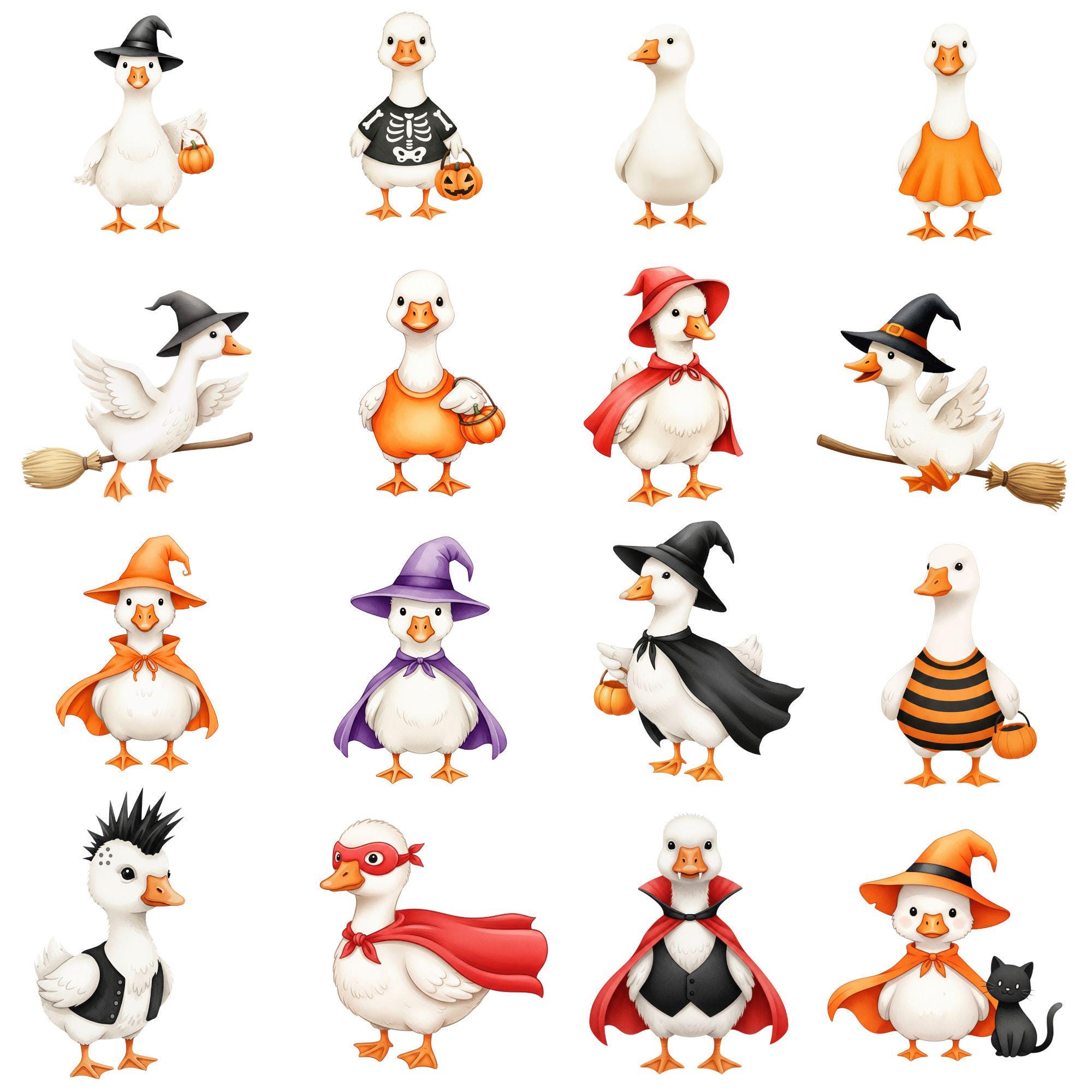 Halloween Goose Clipart, Spooky Goose PNG, Cute Goose in Costume, Funny ...