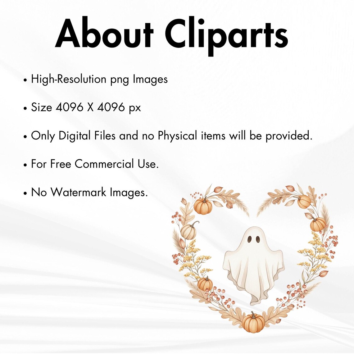 Vintage Fall Ghost Clipart, Boho Floral Halloween Ghost PNG, Autumn ...