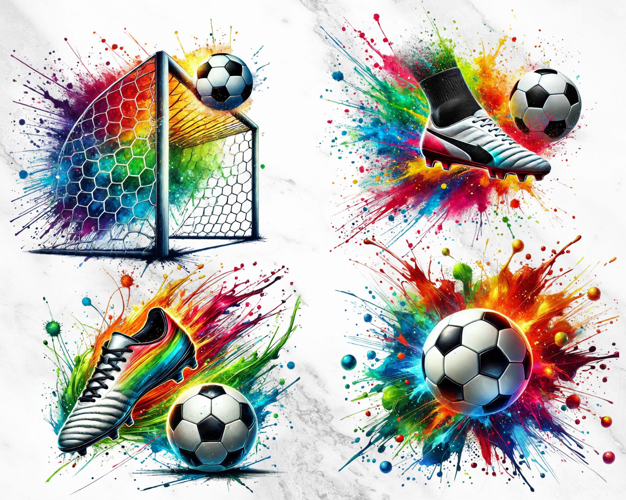 Watercolor Football Clipart, Soccer Clipart, Sports Ball PNG, Fans and ...