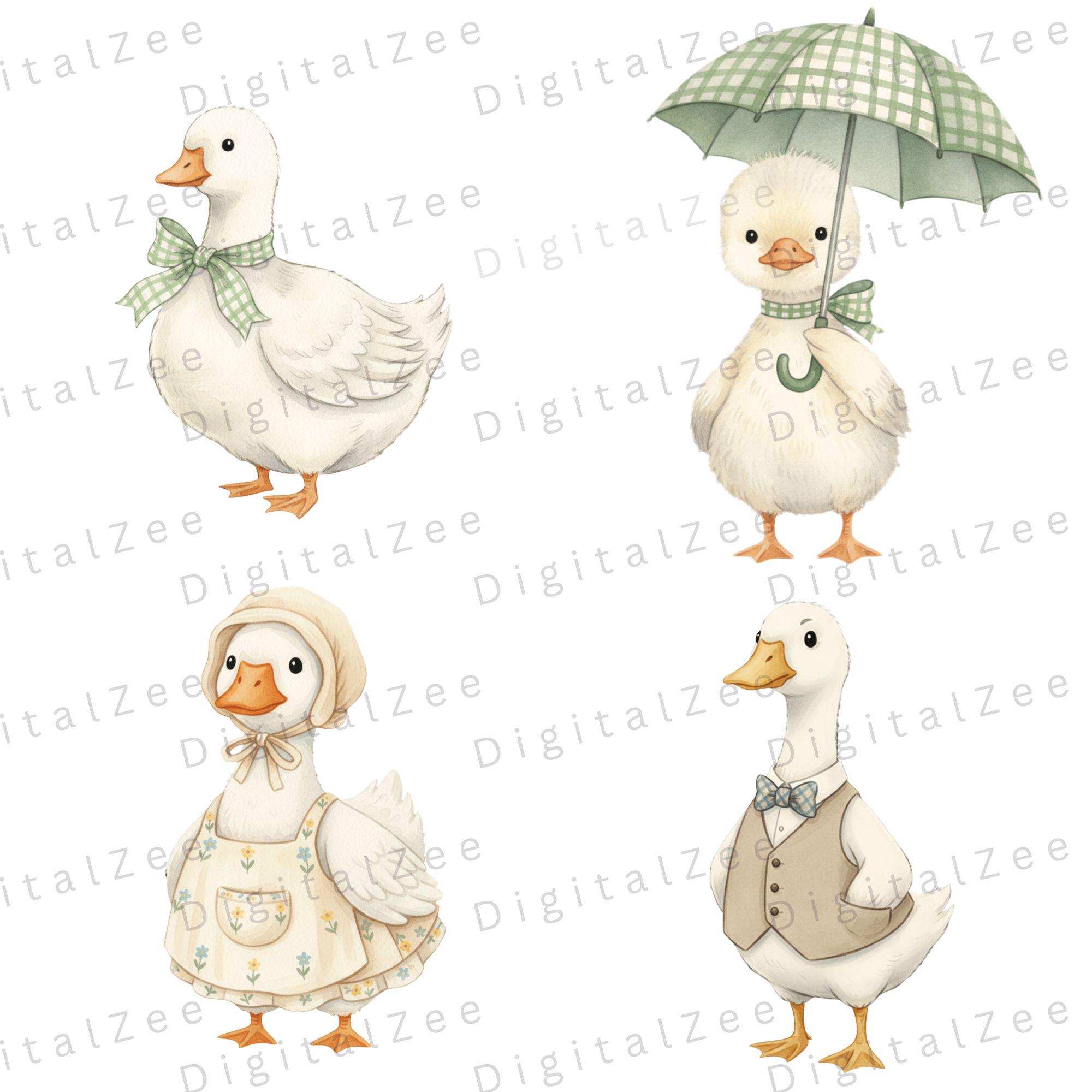 Rustic Goose Clipart, Watercolor Silly Goose PNG, Cute Animal Clipart ...