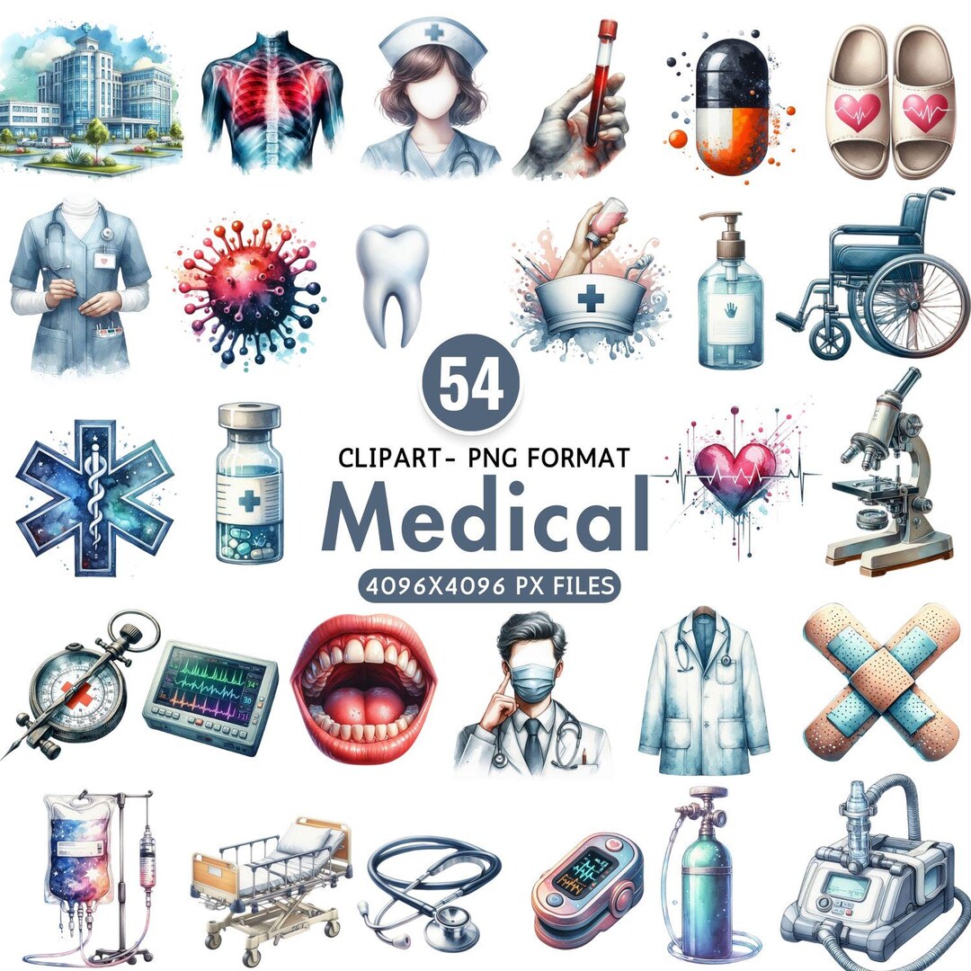 Watercolor Medical Clipart: Doctor Nurse PNG Graphics (commercial Use ...