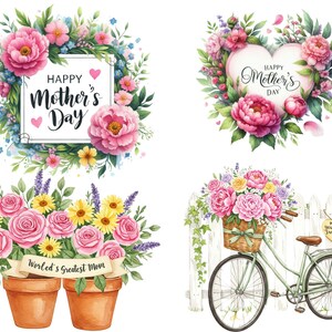 Mother's Day Clipart Bundle Watercolor Floral Best Mom Ever Wreath ...
