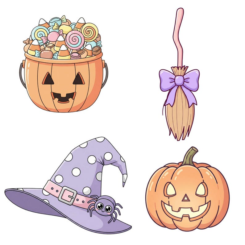 Groovy Halloween Clipart, Retro Halloween PNG, Cute Ghost Clipart ...