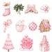 Pink Christmas Clipart, Watercolor Cute Christmas PNG, Christmas PNG ...