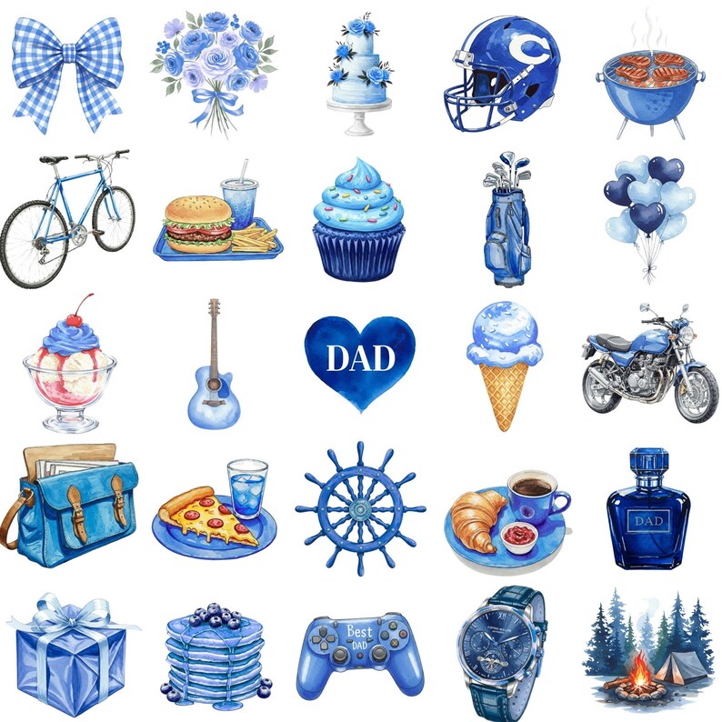Father’s Day Clipart Blue Watercolor Dad PNG Best Dad Ever Gentleman ...