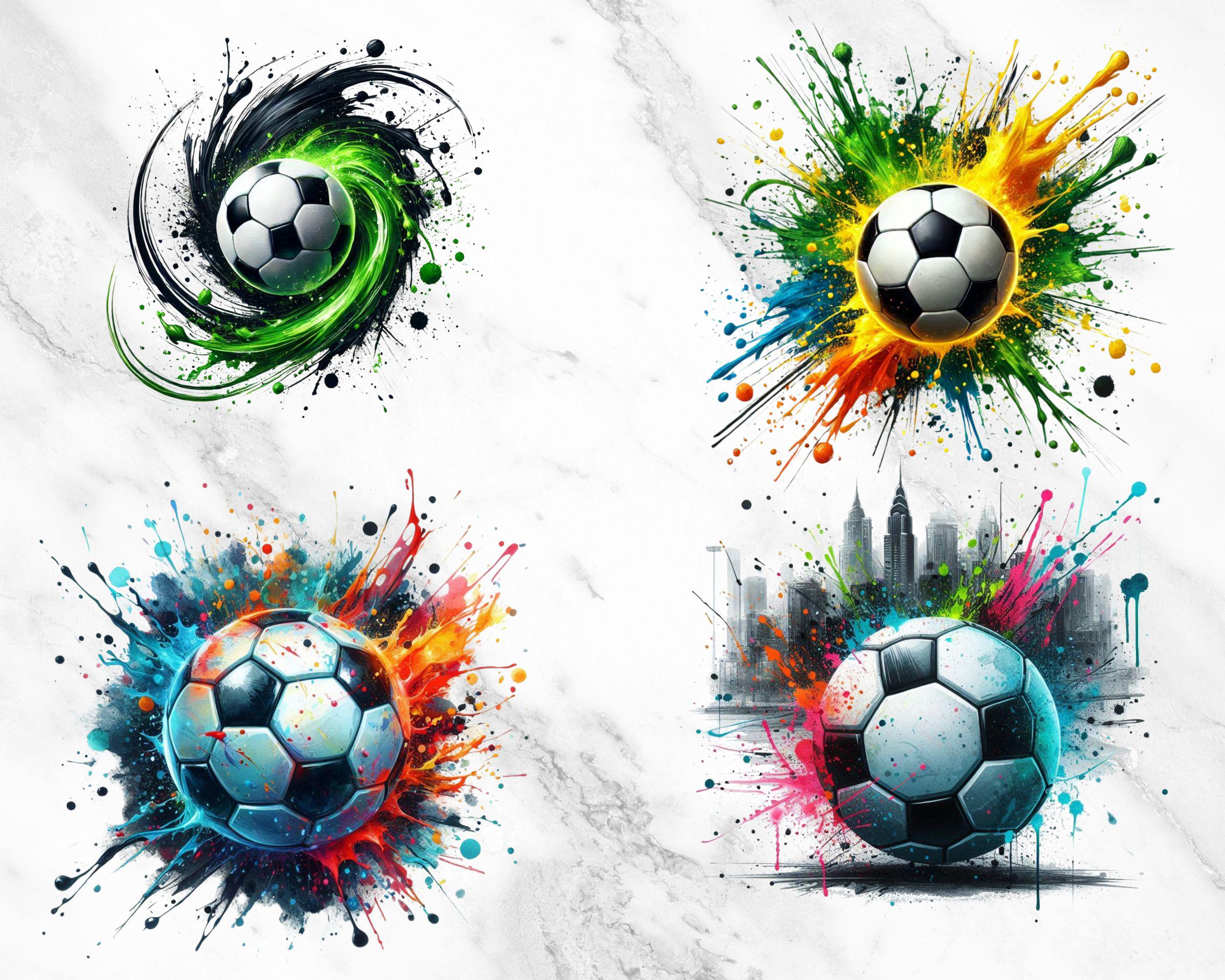 Watercolor Soccer Ball Clipart Bundle Football Clipart Soccer ...