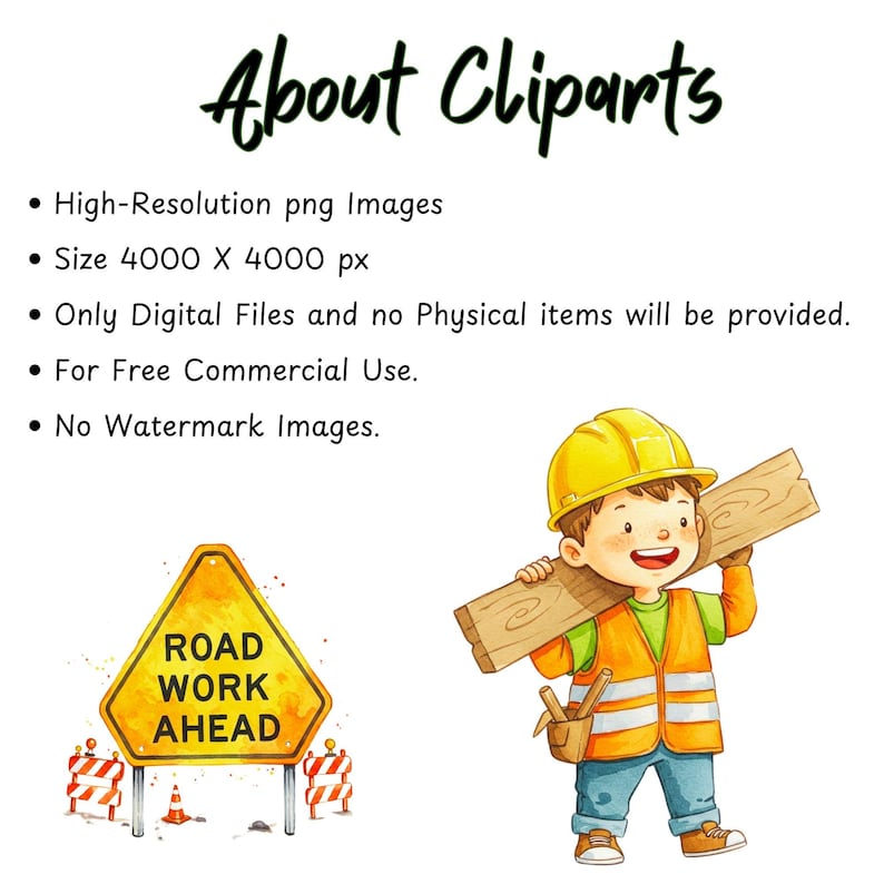 Kids Construction Clipart Bundle Watercolor Dump Truck Excavator Crane ...