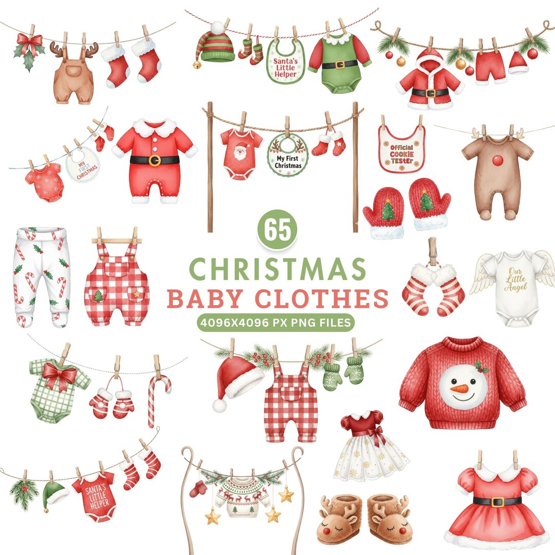 Christmas Baby Clothesline Clipart, Cute Christmas PNG, My First ...