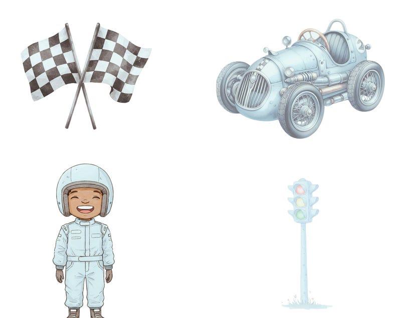 Baby Racer Clipart, Race Car Clipart, Blue Little Racer, Baby Shower ...