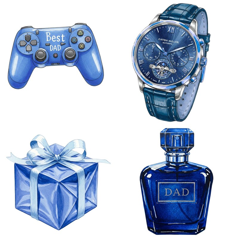 Father’s Day Clipart Blue Watercolor Dad PNG Best Dad Ever Gentleman ...